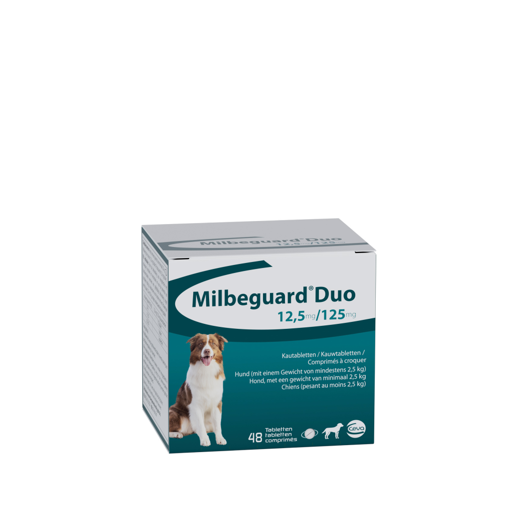 Milbeguard Duo 12,5mg/125mg honden >2,5kg 48 tabletten - AA-Vet ...
