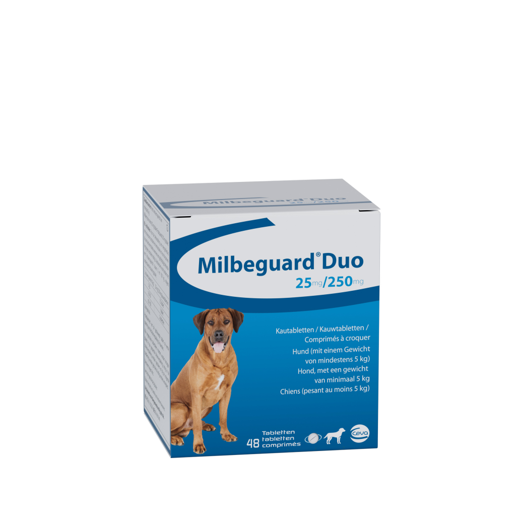Milbeguard Duo 25mg/250mg honden >5kg 48 tabletten - AA-Vet ...