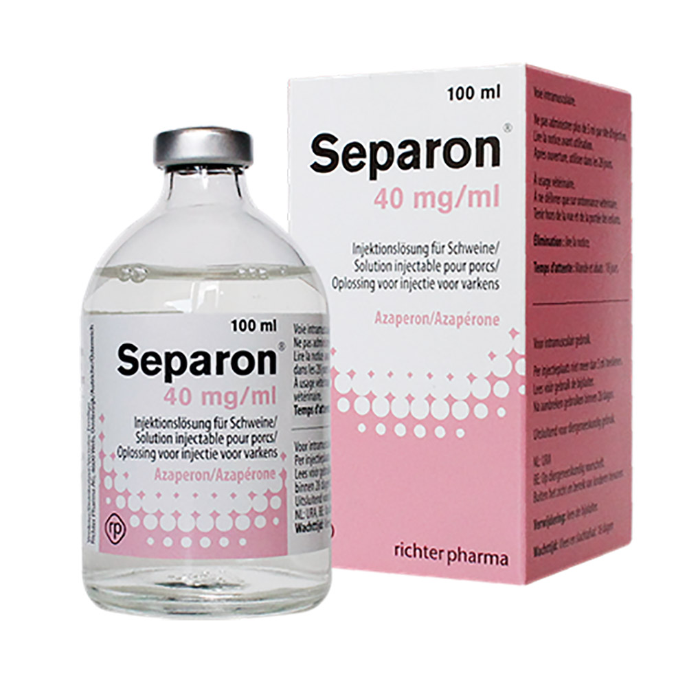 Separon Azaperon 40mg/ml oplossing voor injectie voor varkens Reg NL ...